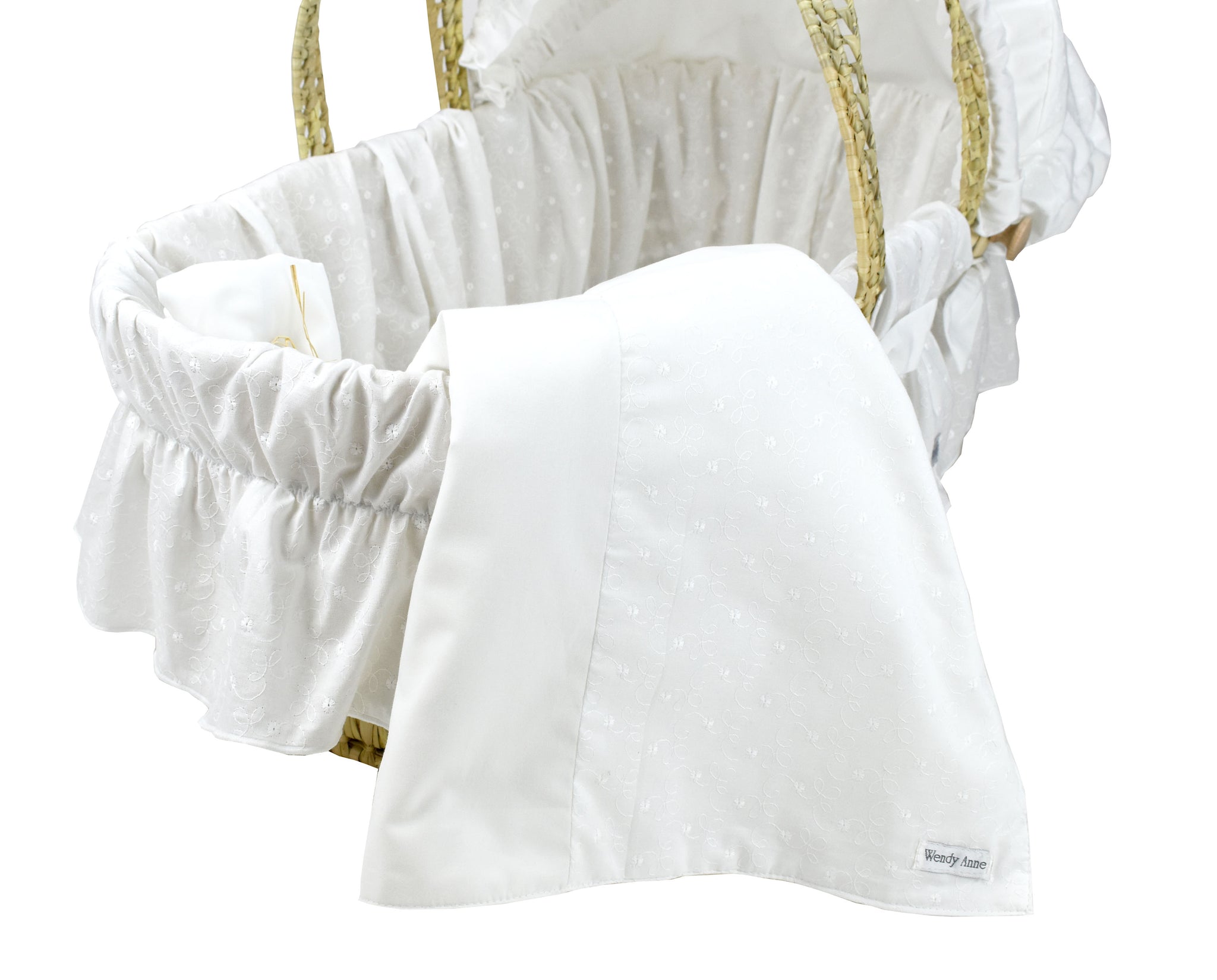 Moses Basket with White Eyelet Bedding Set – Baby Moses Basket